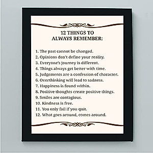 "12 Things To Always Remember"- Inspirational Wall Art- 8 x 10" Print Wall Decor-Ready to Frame. Modern Typographic Print for Home-Office-School Decor. Great Positive Thinking Reminders!