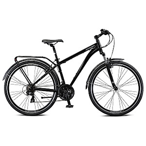 Schwinn Discover 2 Adult Hybrid Bike for Men and Women, 700c Wheels, 21-Speeds, 17-Inch Step-Over Frame, Front and Rear Fenders, Rear Cargo Rack, Black