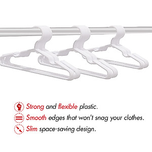 Baby Hangers for Closet - 11.4 Inch 100 Pack Plastic Kids Hangers - Children Hangers & Infant Hangers & Toddler Hangers for Clothes (White)
