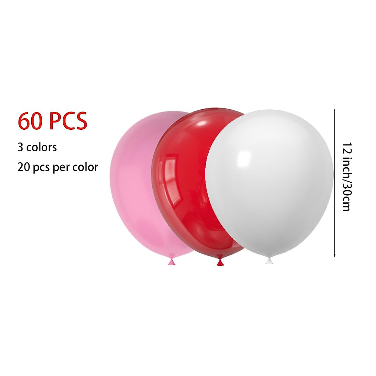 JODIDI 60 Pcs 12 Inch Latex Balloons in Red, Pink and White, Perfect for Valentine's Day, Christmas, Girl's Birthday, Graduation, Wedding and Baby Shower Party Balloons Decorations