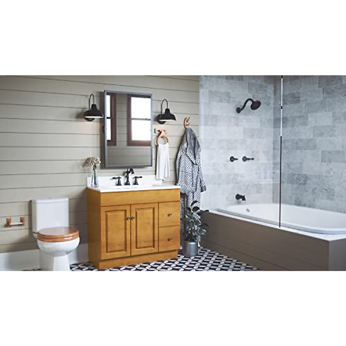 Design House 523472 Oakmont Classic Bath and Shower Trim with Single-Function Shower Head, 2-Handle Faucet and Valve for Bathroom, Oil Rubbed Bronze