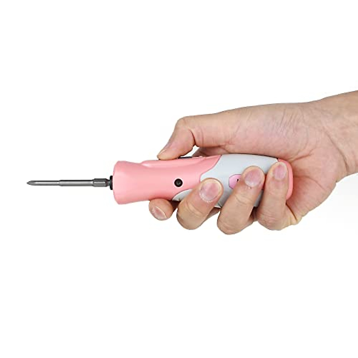 HYBRO Rechargeable Cordless 3.6V Screwdriver Set, Electric and Manual Battery Powered, Repair, Home Improvement Tool for Women - Max 10N.m Torque, 10pcs Bit Set, USB Charge, LED Light - H200M (Pink)