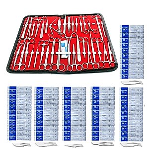 OdontoMed2011® 157 Pcs Advanced Set for Anatomy & Biology Students with 1 Scissors ! Forceps ! Hemostat-! Blades - Case - Lab Veterinary Botany Stainless Steel Set for Frogs Animals Etc