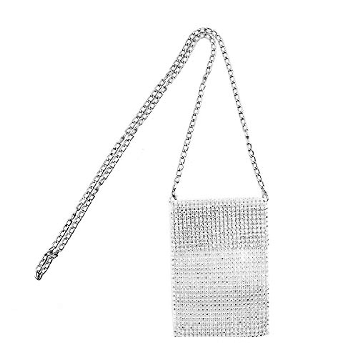 AIBEARTY Women Girls Sparkly Rhinestone Cell Phone Purse Mini Crossbody Bag Evening Clutch Shoulder Bag with Metal Chain