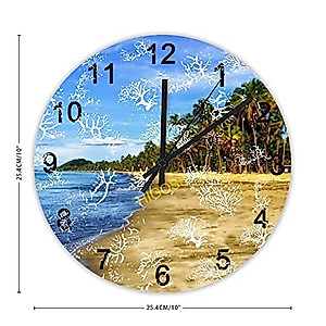 HIGOSS Japan Fuji Wall Clock, Silent Non Ticking Round Rustic Farmhouse Decor,Wooden Wall Clock Round Easy to Read for Home Office School Clock, 10 Inch
