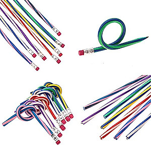 35 PCS Colorful Flexible Soft Pencil,Striped Magic Bendy Pencil with Eraser,Bendable Pencil for Valentine's Day,Children and Students,Classroom Gifts,Back to School Supplies