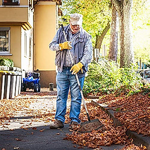 63” Garden Leaf Rake 38”-63”Adjustable Garden Rake,25 tines, Metal Rake for Quick Clean Up of Lawn and Yard