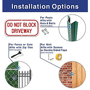 (2 Pack) Do Not Block Driveway Sign, No Parking Sign.40 Rust Free Aluminum 12 x 6 Inches, UV Protected, Weather Resistant, Waterproof, Durable Ink, Easy to Mount