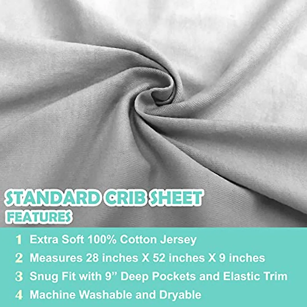 American Baby Company 2 Pack Fitted Crib Sheets 28" x 52", Soft Breathable Neutral 100% Cotton Jersey Sheet, Gray, for Boys and Girls, Fits Crib and Toddler Bed mattresses