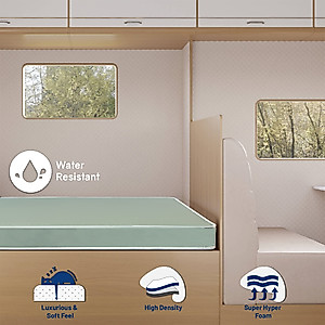 Greaton, 4-Inch High-Density Cooling Gel Memory Foam Vinyl RV Mattress Replacement, Medium Firm, Good for Trailers, Camper Vans, Sofa Bed and Other Furniture Application, 80" x 30", White