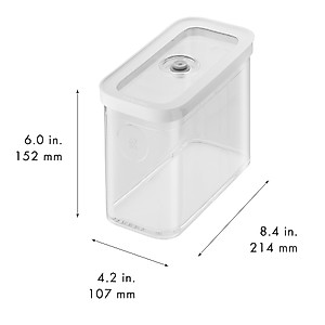 ZWILLING Fresh & Save CUBE Storage Organizer, 2M, 2-qt, Pantry Organizers and Storage, Plastic, BPA-Free Airtight Dry Food Storage Container for Oats, 16-ounce Box of Dry Pasta, Medium Tall, Clear