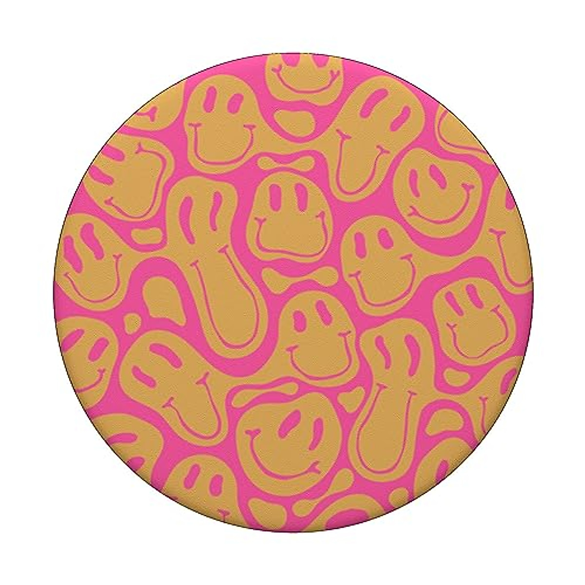 aesthetic teen pink liquid swirl dripping yellow smile face PopSockets Standard PopGrip