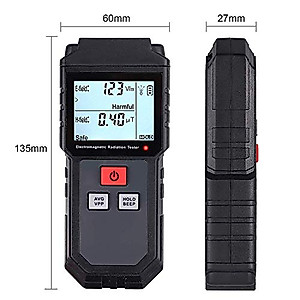 EMF Meter, Electromagnetic Radiation Tester,Hand-held Digital LCD EMF Detector, Great Tester for Home EMF Inspections, Office, Outdoor and Ghost Hunting