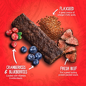 Zoe Super Bar Natural Dog Treats, Protein-Packed, Grain-Free and Gluten-Free, Made in The USA Only, Beef Recipe, 6 oz, 92017