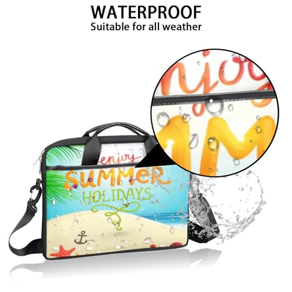 Enjoy Summer Laptop Computer Bag Waterproof Shoulder Messenger Bag 13-15 inch Durable Laptop Tote Bag with Shoulder Strap Handle Lightweight Crossbody Briefcase