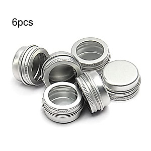 Othmro 6Pcs 0.2oz Round Metal Tins Aluminum Tin Cans Jar Refillable Containers 5ml Tin Cans Tin Bottles Containers with Screw Lid for Salve Spices Lip Balm Tea Candies Silver 26×15mm