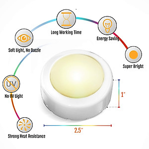 Novelty Place LED Puck Light with Remote Control - Under Cabinet Lighting - Battery Operated Dimmable Tap Lights -12 Color Changing Adhesive Sticky Night Light with Timer (3 Pack)