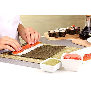 Bamboo Sushi Making Kit Sushi Roller Kit With Bamboo Sushi Mats for Sushi Bamboo Sushi Maker Kit For Homemade Sushi Set With 8 Sushi Making Tools with 2 Bamboo Sushi Rolling Mat Sushi Roll Maker Kit