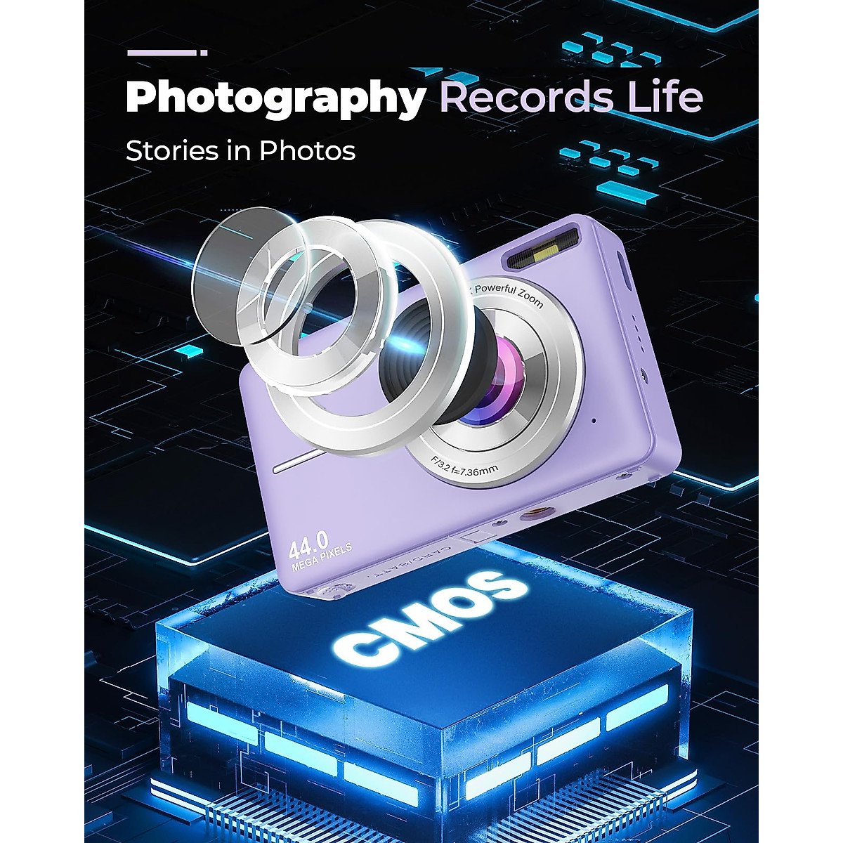 Digital Camera,Kids Camera with 32GB Card,Nsoela FHD 1080P 44MP Compact Vlogging Camera,Point and Shoot Camera 16X Digital Zoom, Portable Mini Kids Camera for Teens Students