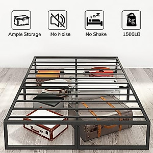 BedStory Queen Bed Frame - 16 Inches Heavy Duty Metal Platform Bed Frame Queen Size, 10 Mins Easy Assembly, 3000lbs Support Mattress Foundation with Large Storage, Noise-Free, No Box Spring Needed