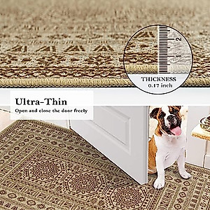Lahome Mandala Easy Jute Area Rug -5 x 7 Farmhouse Rugs for Living Room Ultra-Thin Washable Natural Bedroom Rugs Non-Shedding Sisal Carpet Outdoor Jute Rugs for Patio Dining Room (5'x 7',Beige)