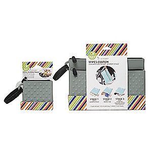 CB Go Small Silicone Pouch. On-The-Go for Stroller and Diaper Bag Organizer for Pacifiers, Keys, Credit Cards & More, Grey