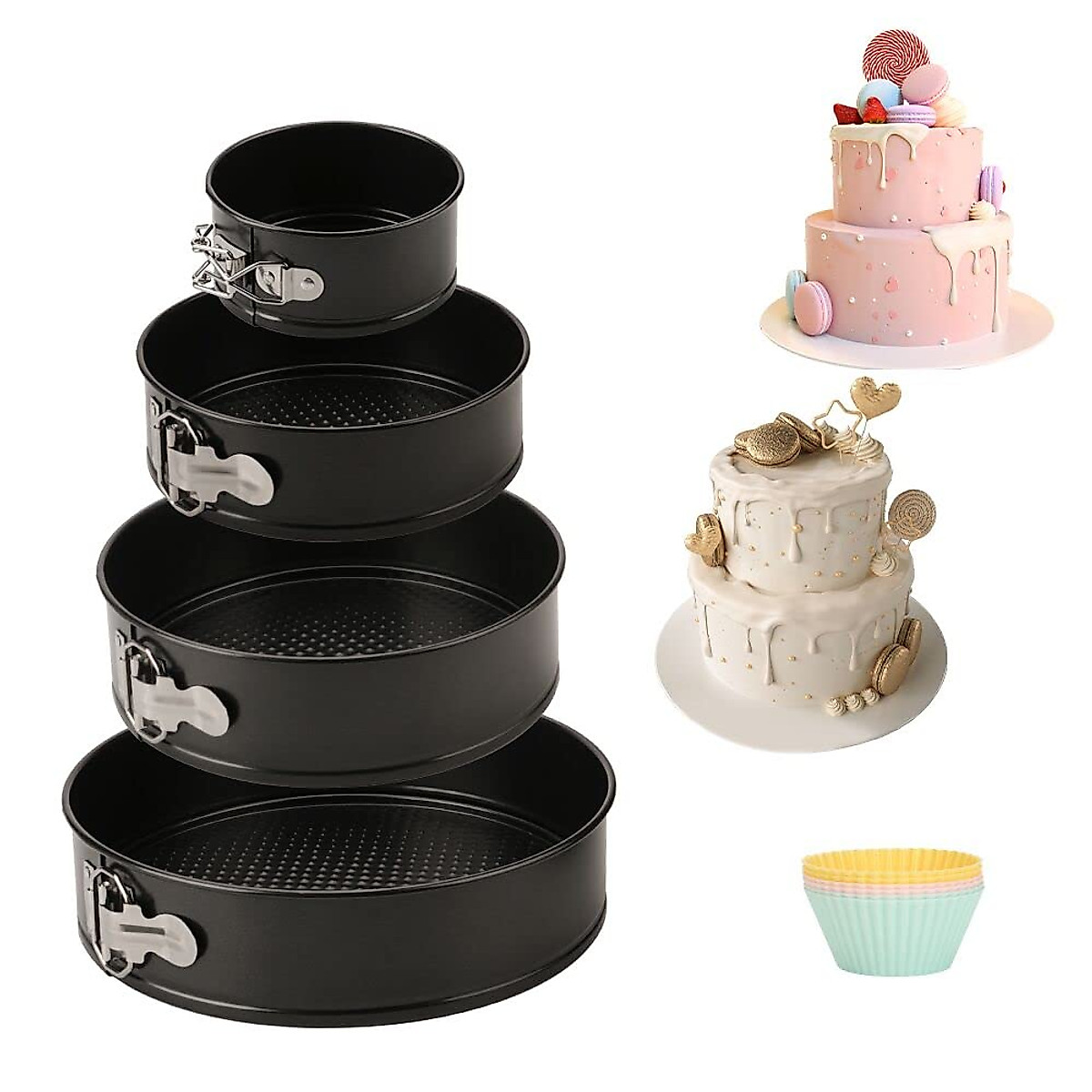 CGGYYZ Nonstick Springform Pan Set of 4, 4" 7" 9" 10" Cheesecake Pans Removable Bottom Set, Round Cake Pans Sets for Baking Leakproof Cake mold for Baking Enthusiast