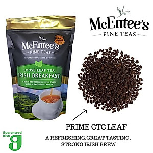 McEntee's Irish Breakfast Tea 250g / 8.81 oz Bag – BLENDED IN IRELAND - STRONG & CITRUSY - Traditional Irish Blend of Ceylon and Assam Loose Tea’s. IRELAND’S FAVOURITE