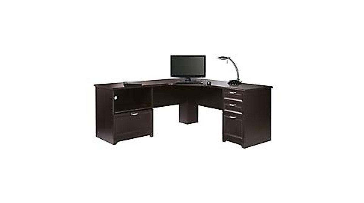 Elegant Realspace 71" L-Shaped Desk in Espresso
