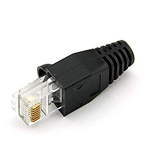 GFORTUN 100pcs RJ45 Cat6 Cat5E Ethernet Cable Snagless End Boots Cap Connector Cover Modular (Black)