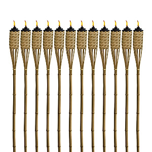 TIKI Brand Weather Resistant Coated Torch, Outdoor Décor for Home, Garden, Patio 12-Pack 57 in Bamboo, 1120116, Pack of 12, Natural,Pack of 12