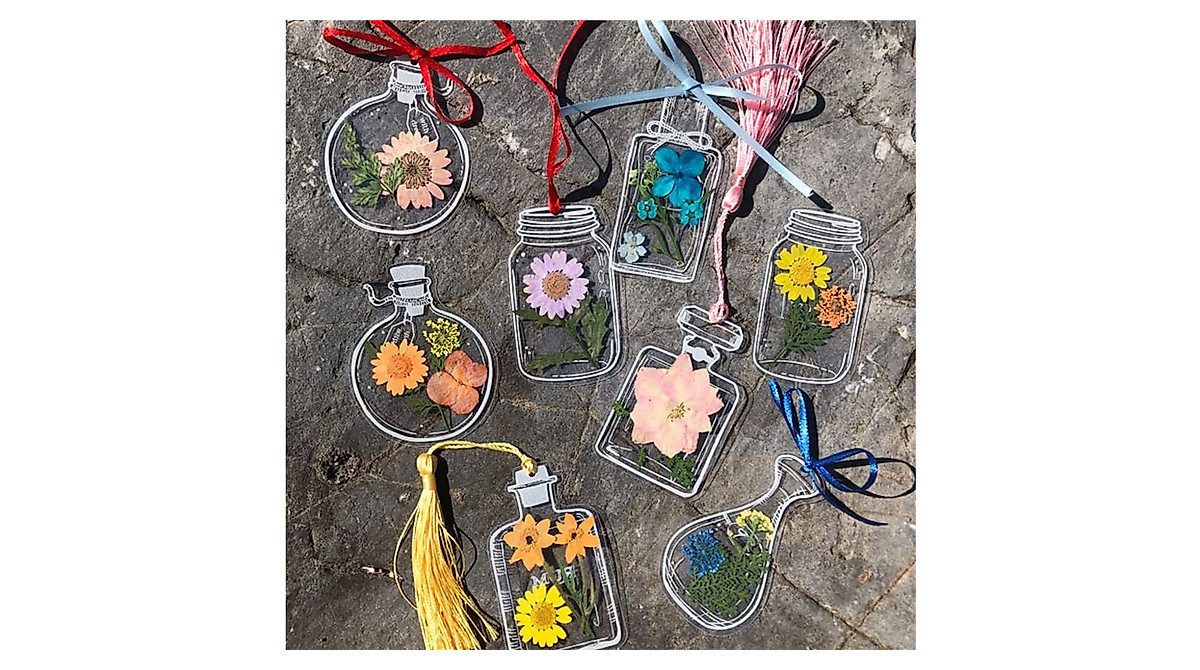 KKNC Dried Flower Bookmarks - 30 Elegant Floral Page Markers