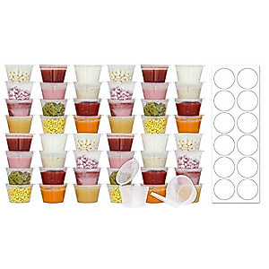 50 Pack BPA-Free Disposable Baby Food Freezer Storage Containers Hinged Lids (3 oz) Labels | Leak-Proof | Travel Snack Cups | Store Homemade, Organic Purees | Freezer Dishwasher Safe