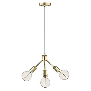 Globe Electric Novogratz x Globe Wyatt 3-Light Chandelier, Gold, Matte Black Cloth Cord 60753