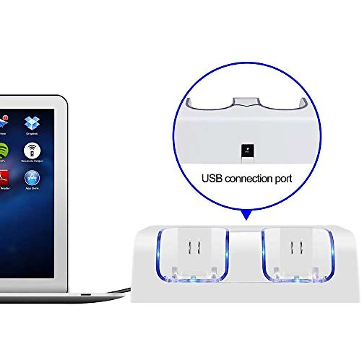 Wii Charging Station, Dual Charger Dock with Two Rechargeable 2800mAH Batteries for Wii Remote Controller(White)