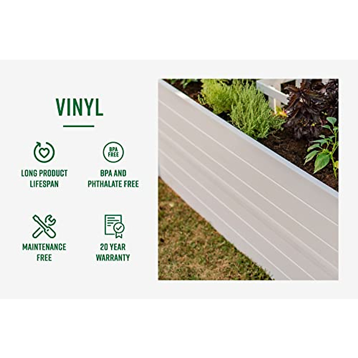 Vita VT17104 48in x 7.5in GRO Grid Garden Bed, 7.38" H, White