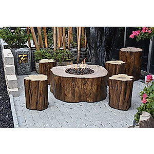 Elementi Manchester Outdoor Table 42 Inches Fire Pit Patio Heater Concrete Firepits Outside Electronic Ignition Backyard Fireplace Cover Lava Rock Included, Natural Gas