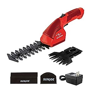 Sun Joe HJ604C-RED 7.2V Cordless 2-in-1 Grass Shear, Hedge Trimmer, Red