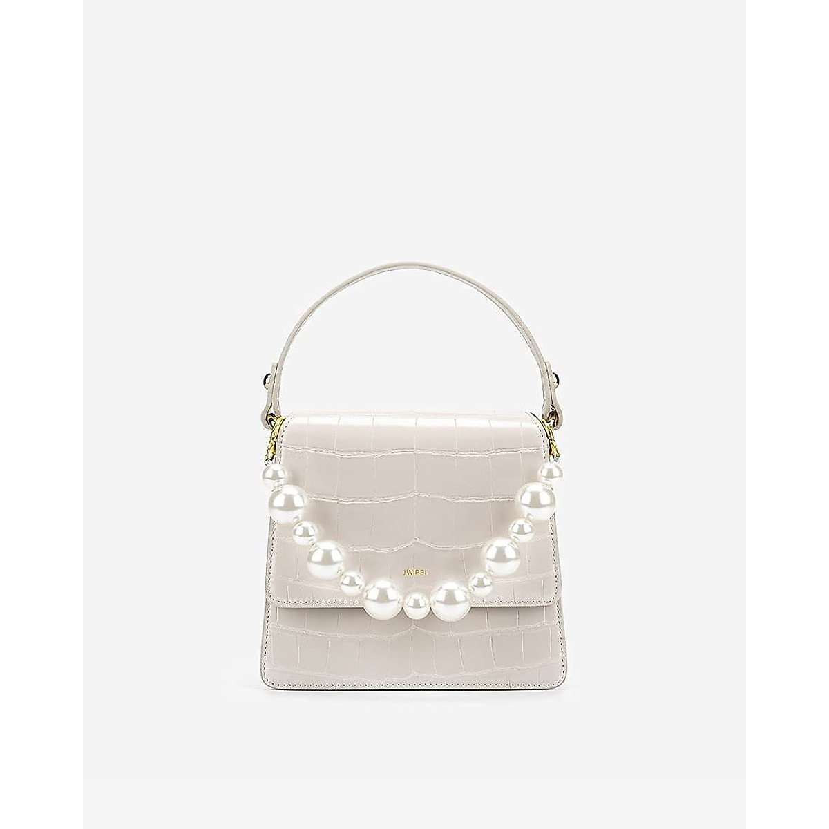 JW PEI Small Top-handle Handbag Vegan Leather Anna Faux Pearl Chain Accessories for DIY Hand bags