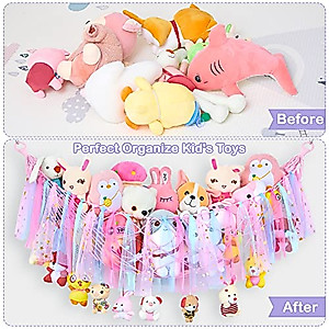 Basumee Stuffed Animals Net Or Hammock Wall Mounted Stuffed Animals Storage Display Plush Toy Storage With Tassels For Nursery Playroom Kids Room Decor