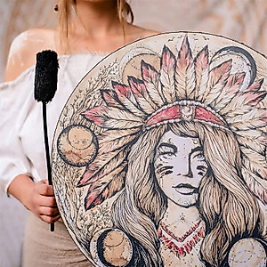 Goddess Shaman Drum "Tree of Life"Sound Healing Tool Tunable Frame Drum Tambourine Medicine Instrument Soul Gift for Music LoversHandmade Shaman Witch Drum Sound Healing