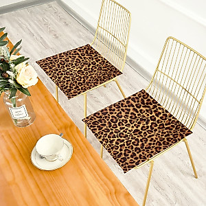 ALAZA Leopard Print Bright Color Chair Seat Cushion Memory Foam Pads for Home Kitchen Dining Office Chairs Car Seats 15.7" x 15.7" x 1.2"