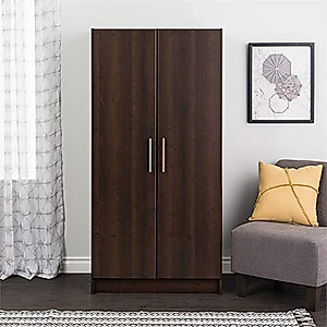 Pemberly Row Contemporary 32" Wardrobe Armoire in Espresso