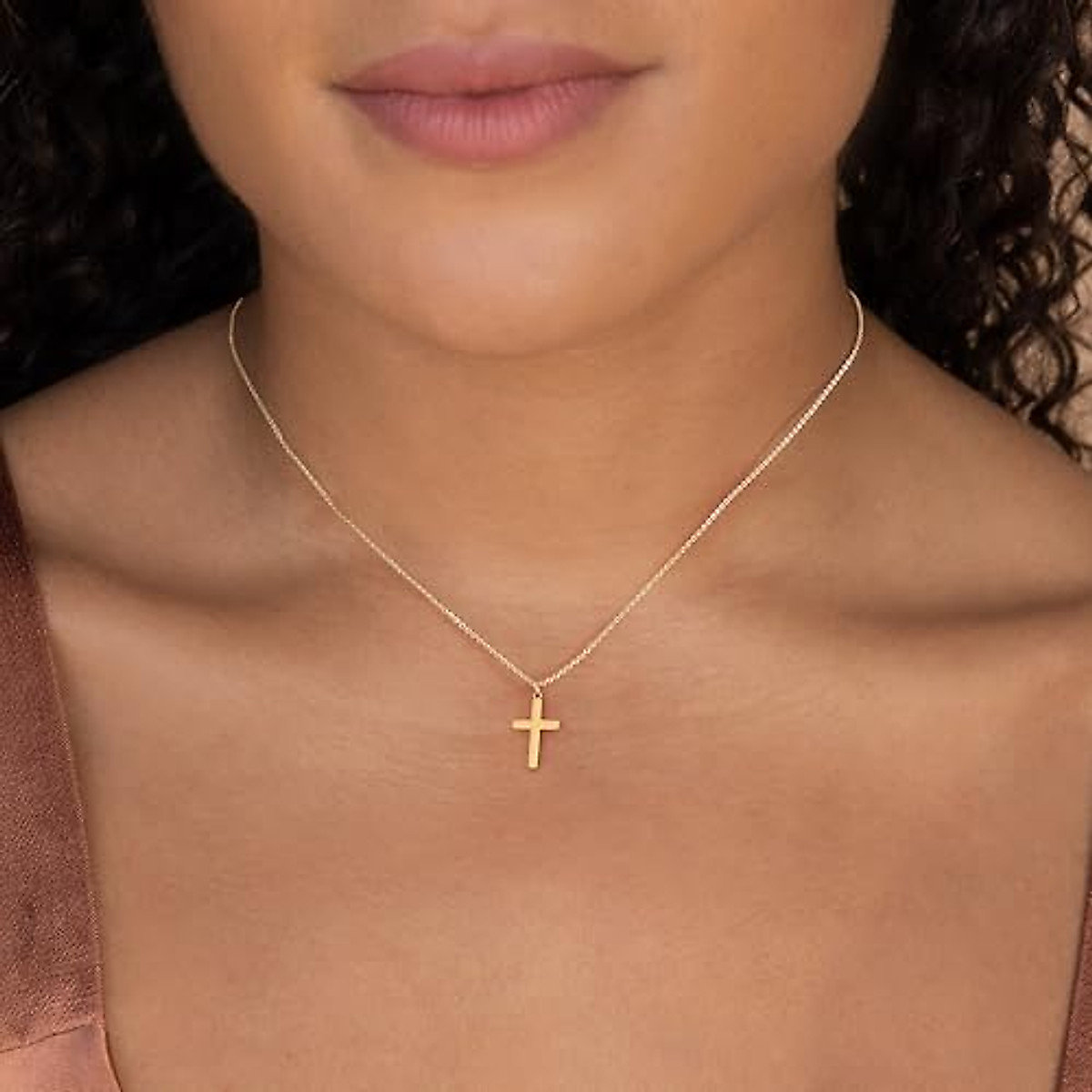 KICKGY Gold Cross Necklace for Women 14K Gold Plated Small Cross Necklace Dainty Gold Necklace Cute Cross Choker Necklace Simple Cross Pendant Necklace Aesthetic Jewelry for Women Gift