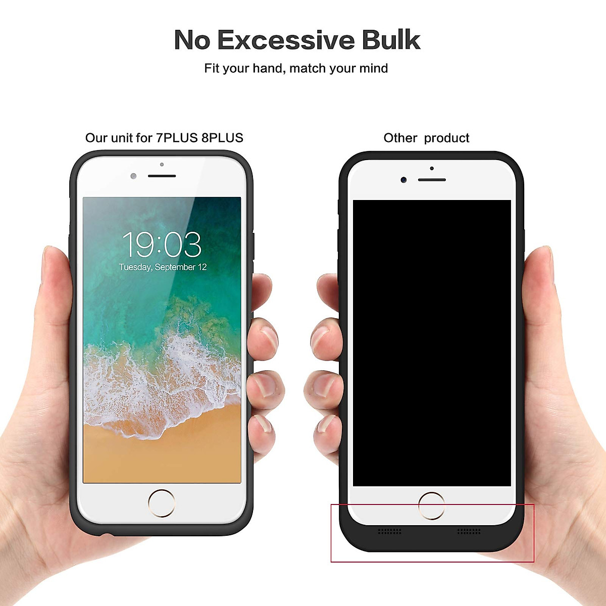 iPhone 6/6s/7/8/SE Battery Case Upgraded [6000mAh] Protective Portable Charging Case Rechargeable Extended Battery Pack for Apple iPhone 6/6s/7/8/SE (4.7') - Black