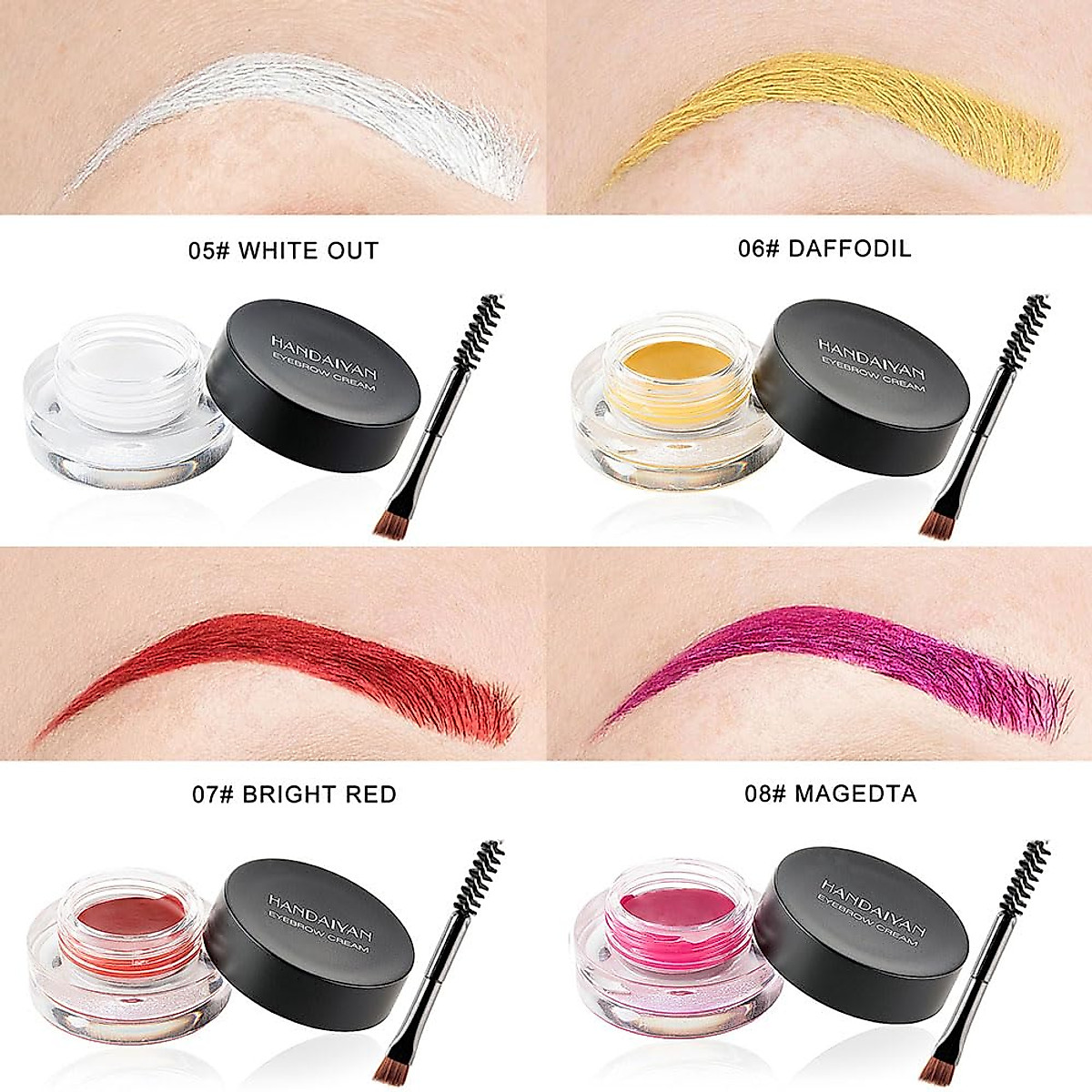 8-color waterproof multifunctional eyebrow cream and eyeliner cream, suitable for various makeup combinations (8 colors)