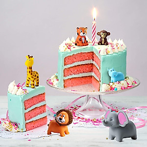 Mini Zoo Animals - (Pack of 12) Vinyl Rubber Jungle Safari Animal Figures, Squeezable Bath Tub Toys for Kids, Baby Shower, Birthday Party Supplies, Favors, Cake Decor, Table Decorations