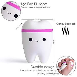 Nutty Toys Super Slow Rising Jumbo Squishy Tooth - Soft & Scented Stress Relief Present, Top Valentine's Day & Easter Gift Idea for Kids, Teens, Boys, Girls, Adults, Best Dental & Dentist Gifts 2025