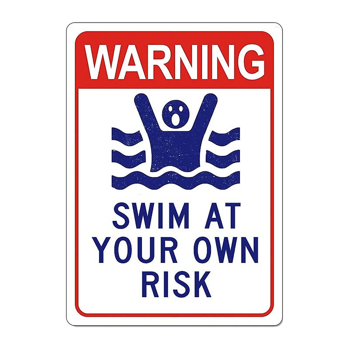 Warning Swim at Your Own Risk Pool Sign, Metal Pool Signs for Outdoor, Swimming Pool, Water Park Safety Tin Sign 12x8inch
