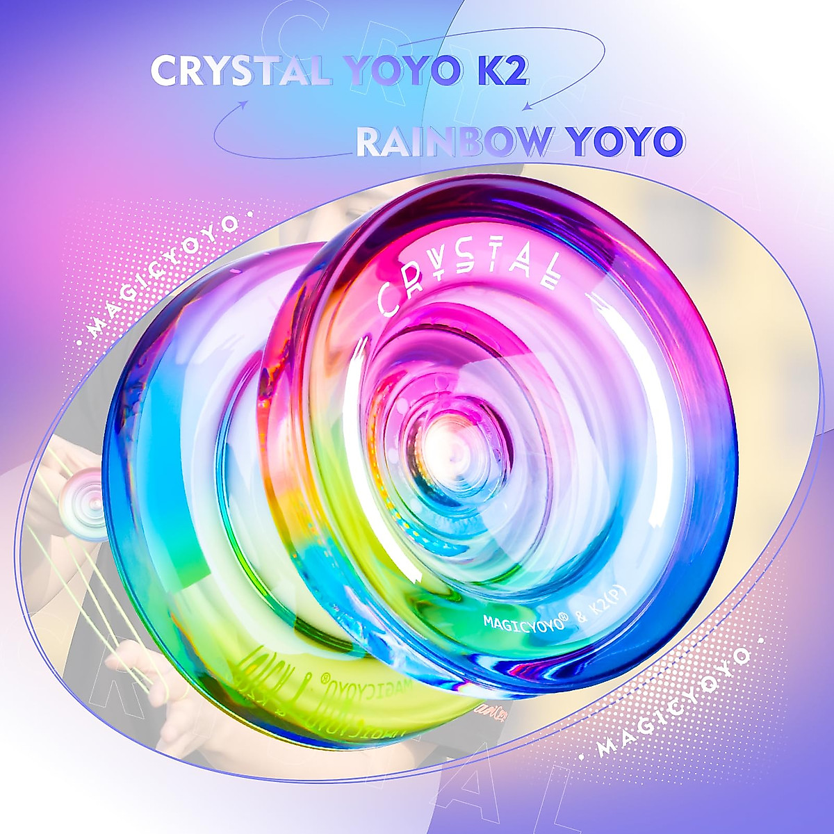 MAGICYOYO K2 Responsive Yoyo for Kids 8-12, Professional Yo yo for Beginners, Plastic Dual Function Yo-Yo with 12 Yoyo Strings, Yo-yos Case Bag + Yoyos Accessory Kit (Blue Pink Yellow Gradient)